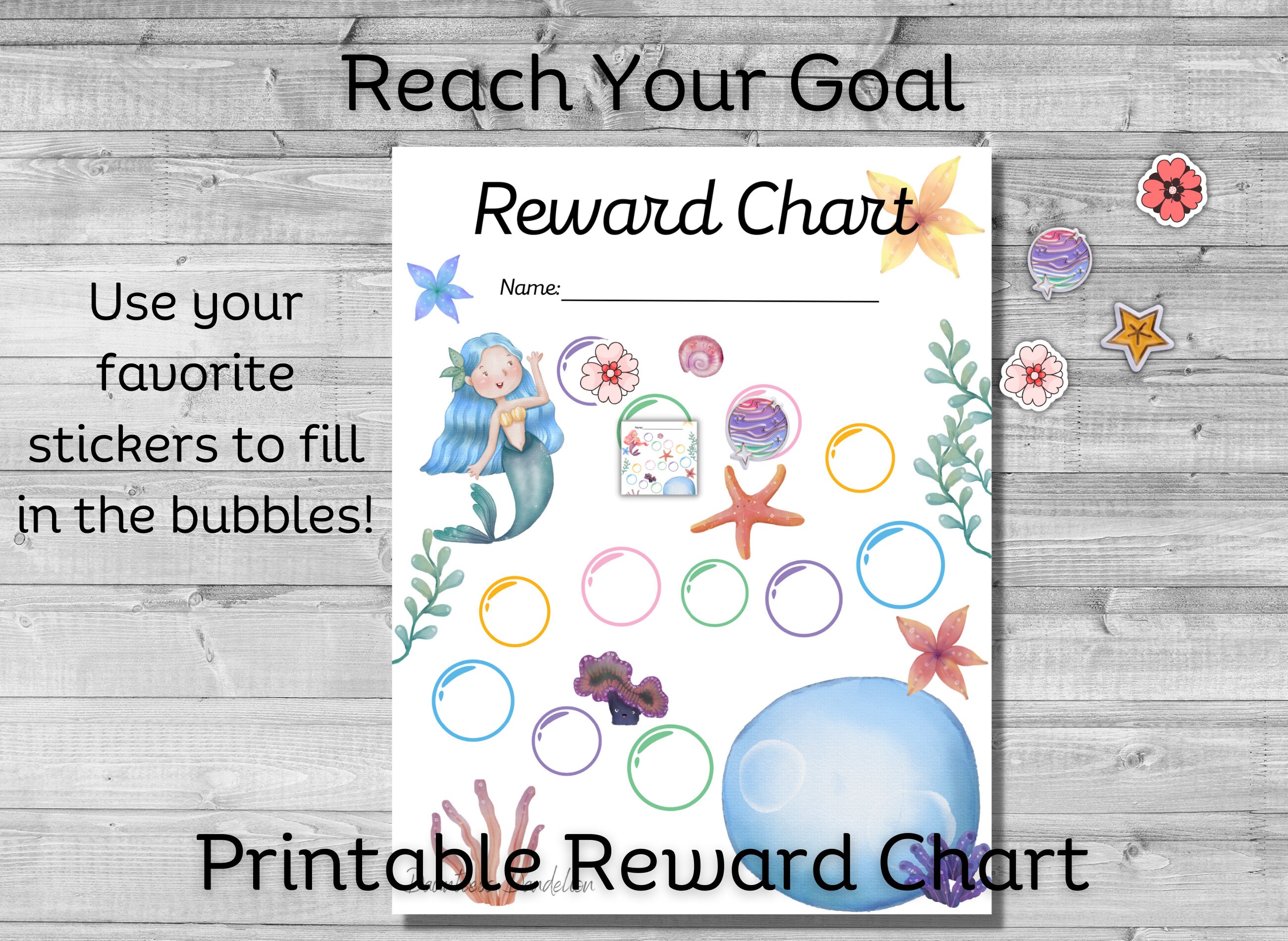 Girls Reward Chart, Mermaid Reward Chart Printable, Bubble Reward Chart ...