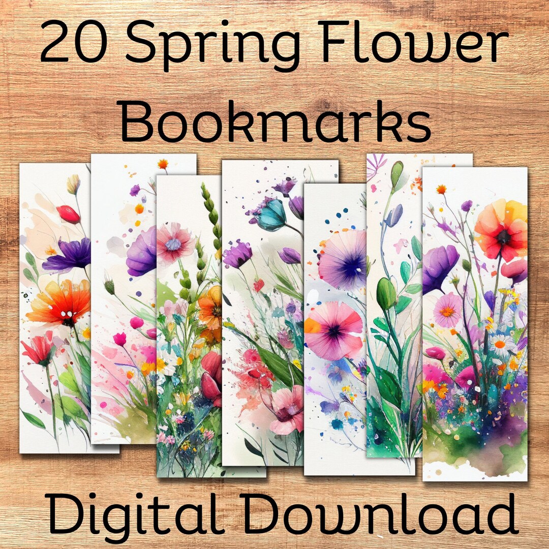 Flower Bookmarks Spring Flowers Watercolor Bookmarks - Etsy
