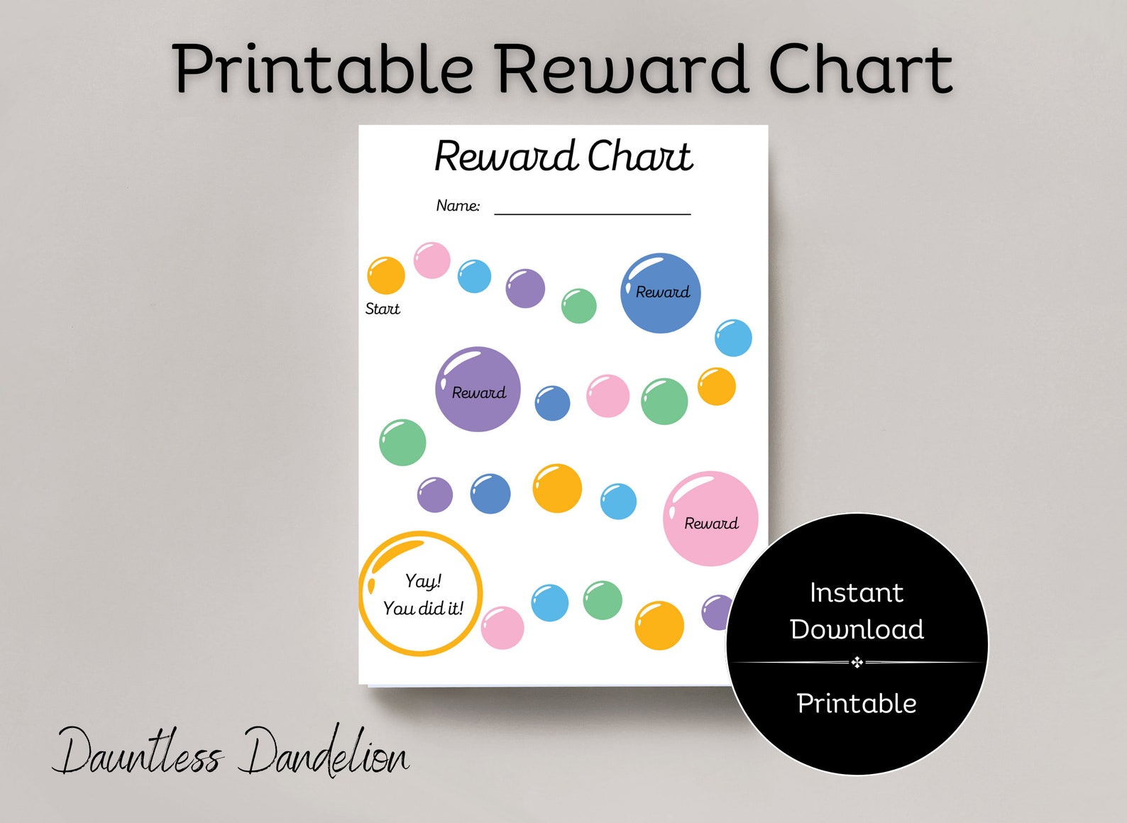 Reward Chart, Printable Reward Chart, Bubble Reward Chart for Kids - Etsy