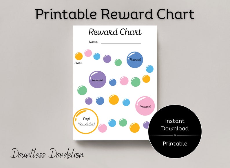 Reward Chart, Printable Reward Chart, Bubble Reward Chart for Kids - Etsy