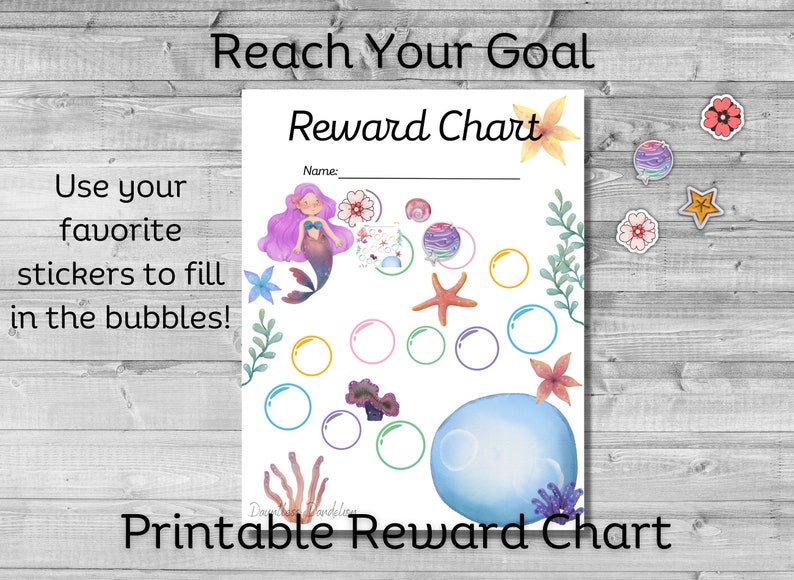 Mermaid Reward Chart, Bubble Reward Chart, Kids Reward Chart, Toddler ...