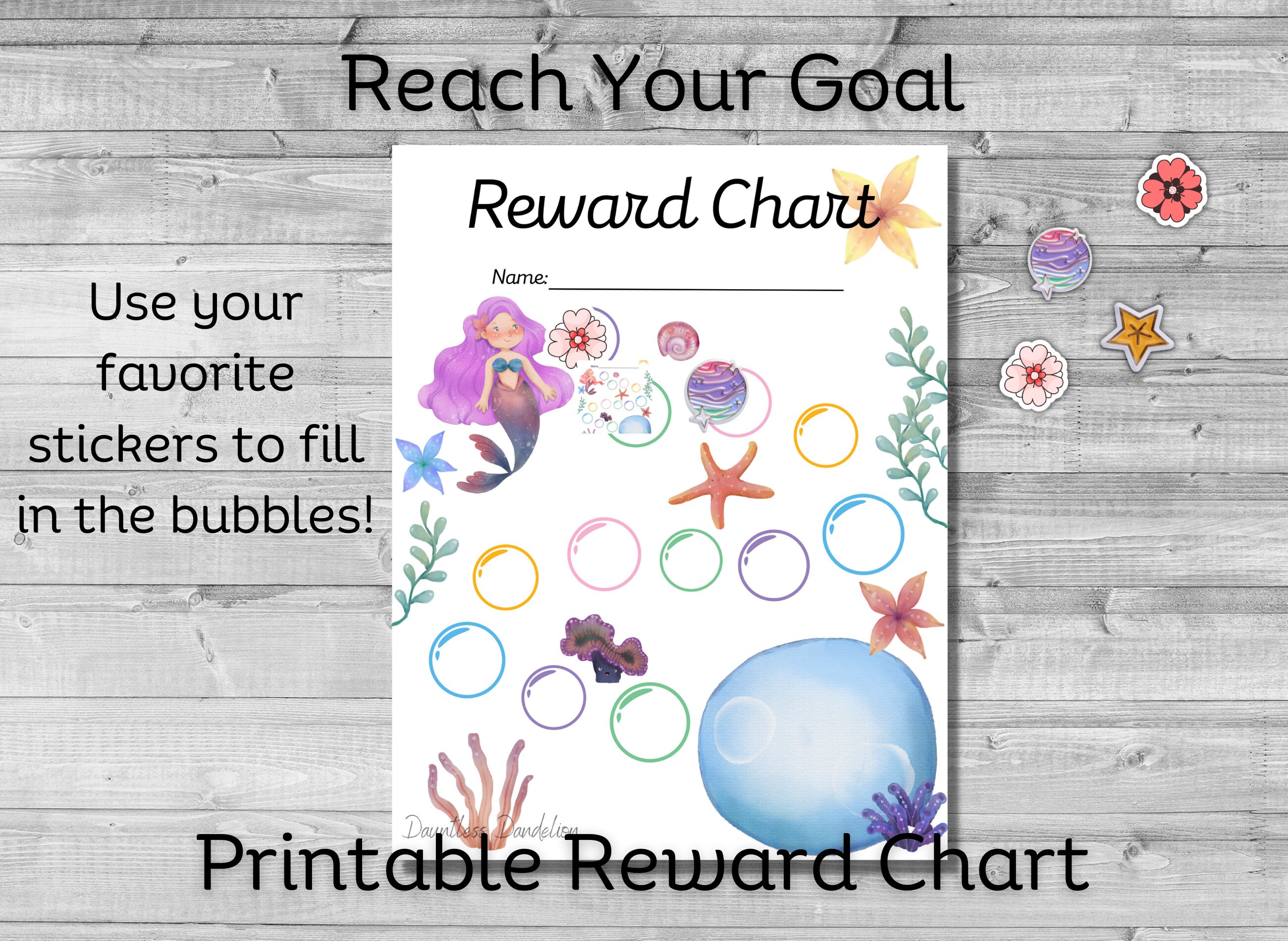 Mermaid Reward Chart, Bubble Reward Chart, Kids Reward Chart, Toddler ...