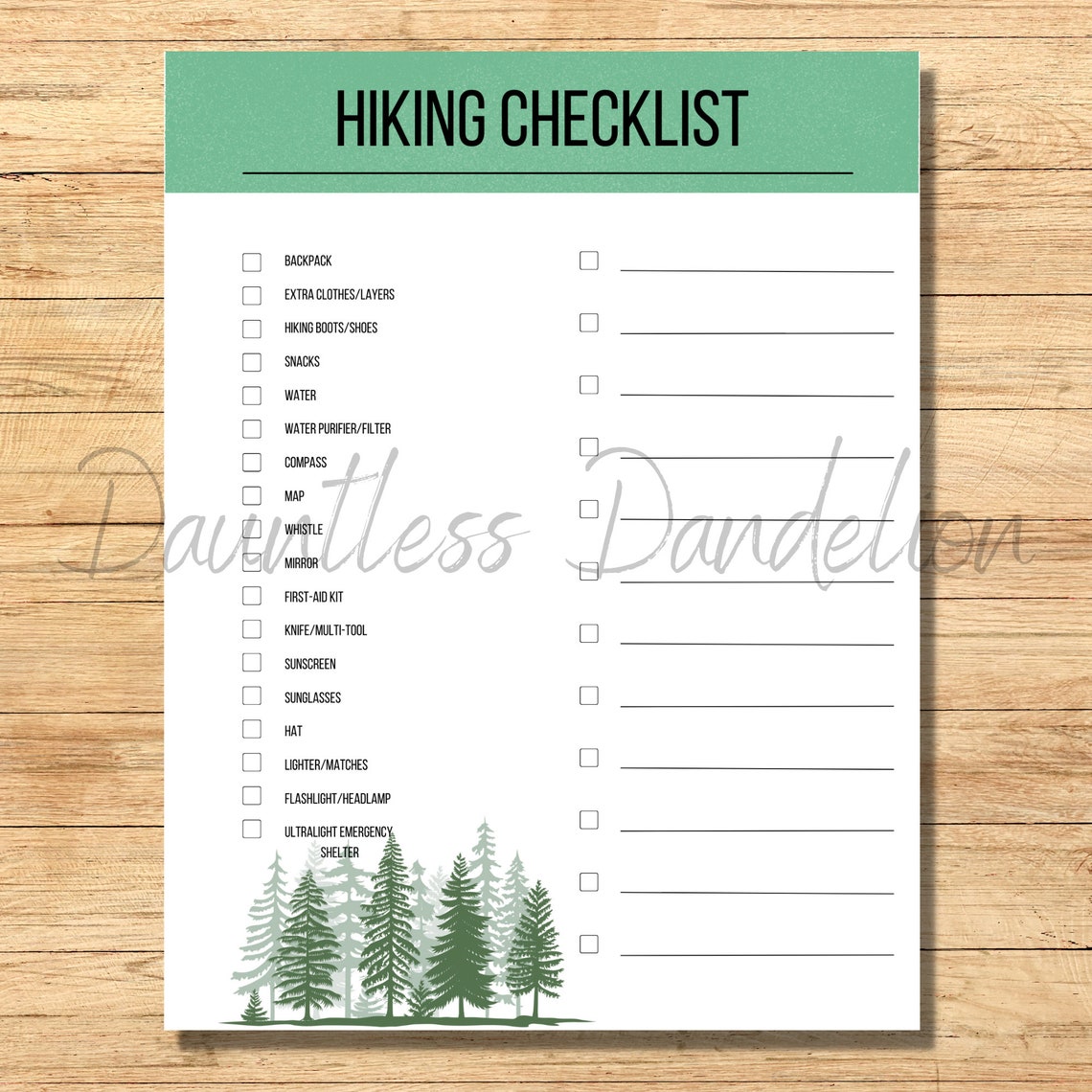 Hiking Checklist, Printable Checklist, Outdoor Safety Hiking List - Etsy