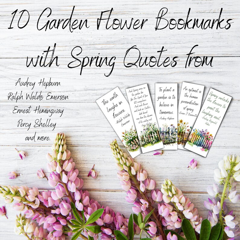 Flower Bookmarks With Quotes, Floral Bookmarks, Printable Bookmarks ...