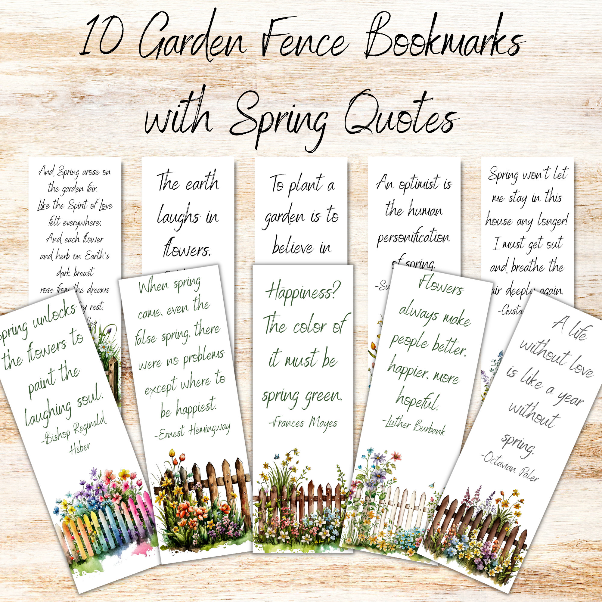 Flower Bookmark Bundle, Spring Bookmarks With Quotes, Inspirational ...