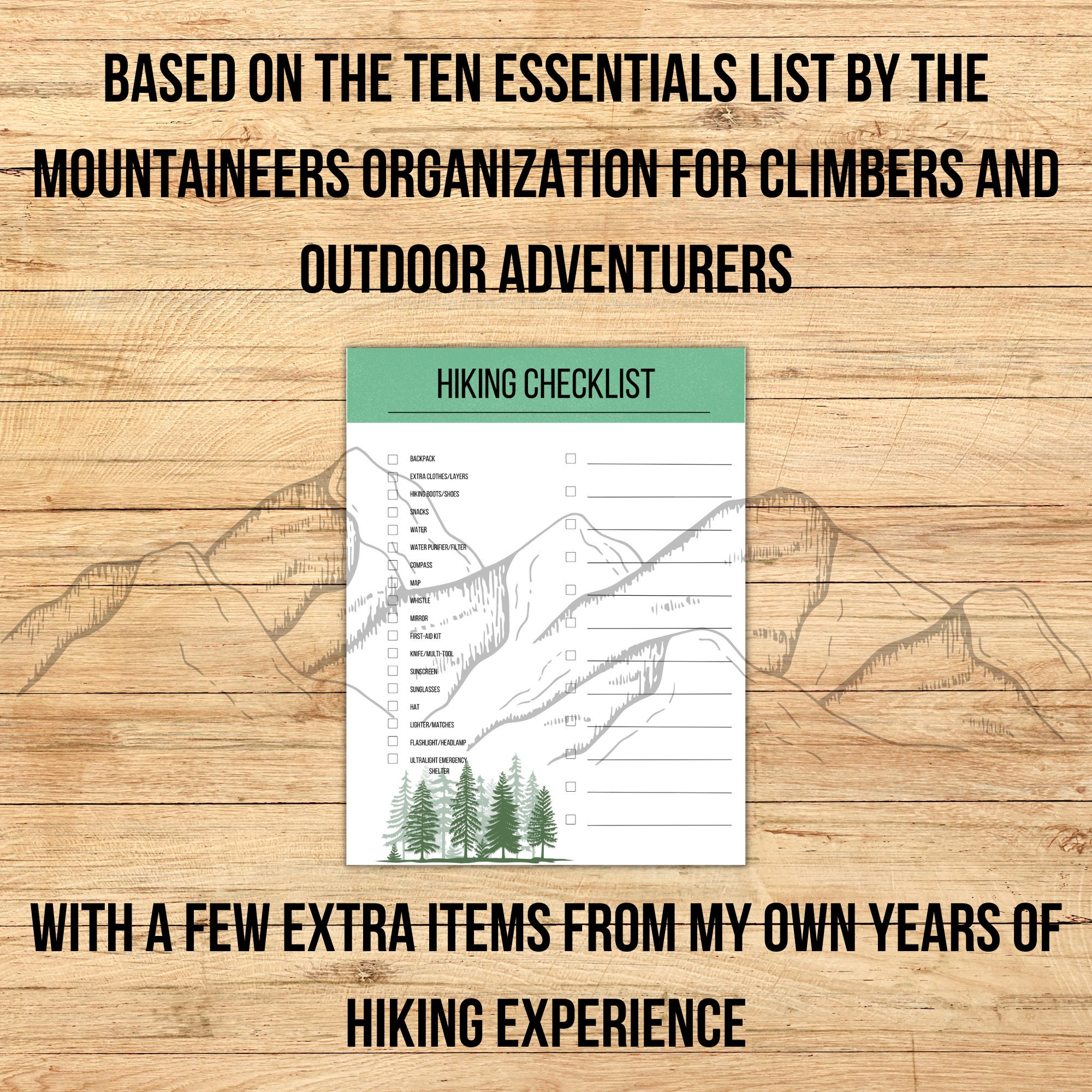 Hiking Checklist, Printable Checklist, Outdoor Safety Hiking List - Etsy
