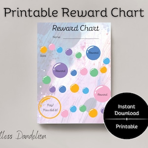 Reward Chart, Kids Bubble Chart, Colorful Printable Reward Chart - Etsy