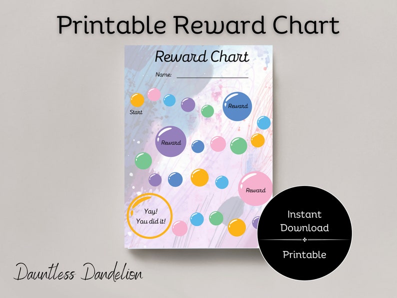 Reward Chart, Kids Bubble Chart, Colorful Printable Reward Chart - Etsy