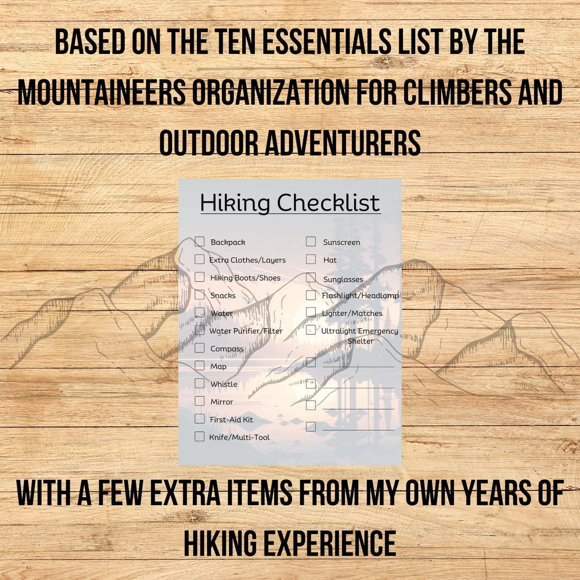 Hiking Checklist, Printable Checklist, Outdoor Safety Hiking List - Etsy