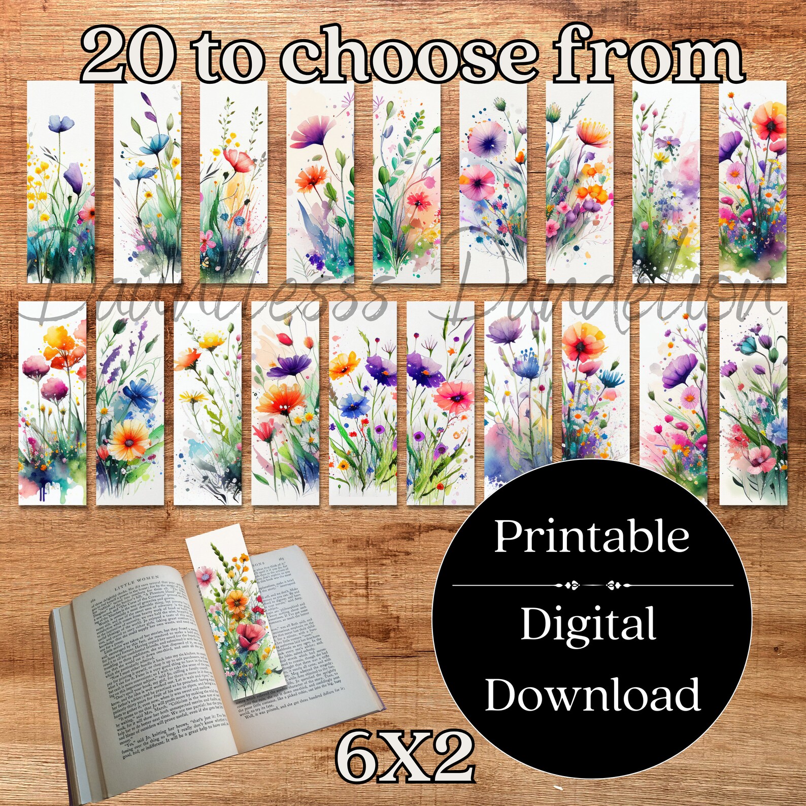 Flower Bookmarks, Spring Flowers, Watercolor Bookmarks, Printable ...