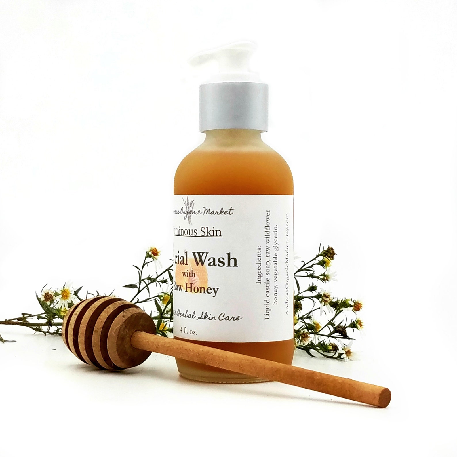 Organic Honey Face Wash, Unscented Liquid Facial Cleanser for All Skin ...