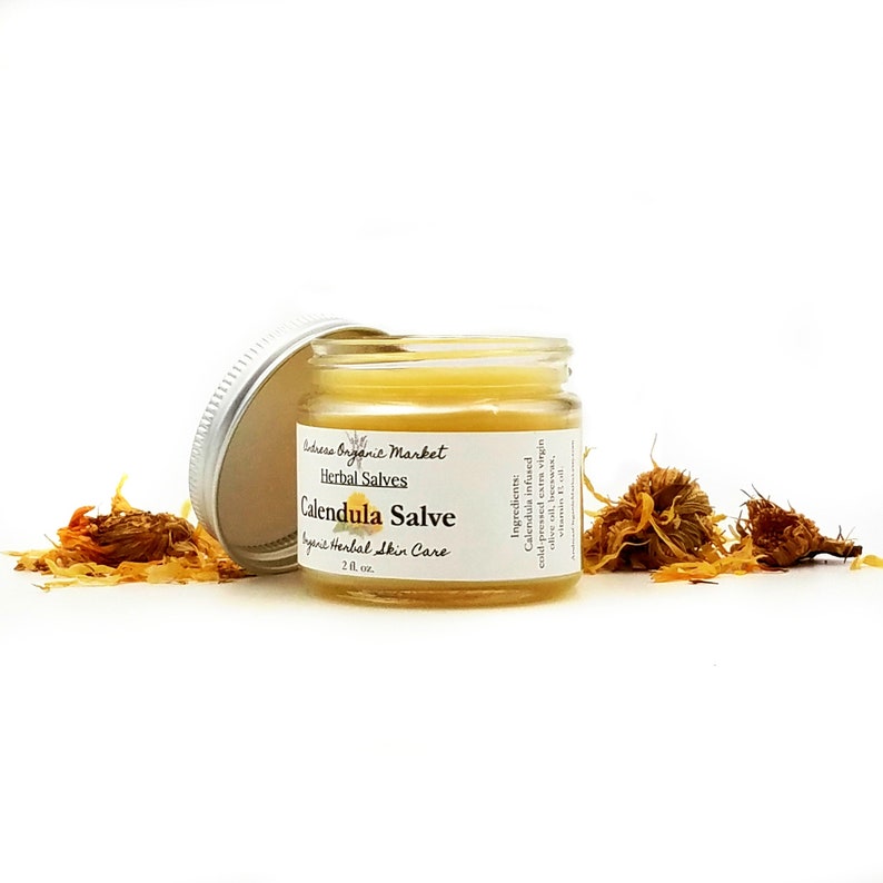 Organic Calendula Salve, Herbal Balm Infused With Calendula Flowers in ...