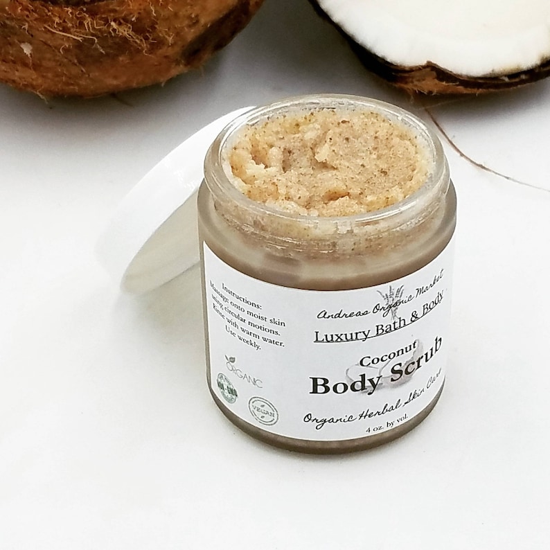 Organic Coconut Body Scrub, Organic Vegan Body Polish, Natural ...