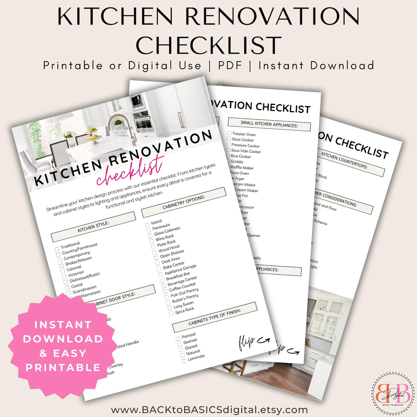 Easy Printable Kitchen Renovation Checklist | Print at Home Guide for ...