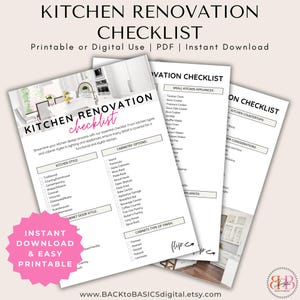 Easy Printable Kitchen Renovation Checklist | Print at Home Guide for ...