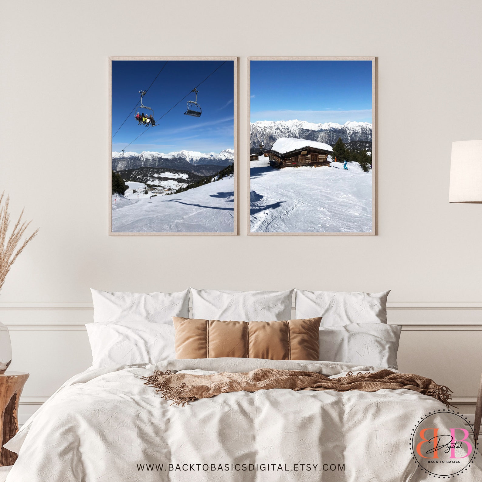 Printable Set of 2 - Chair Lift and Hut, Digital Download, Winter ...