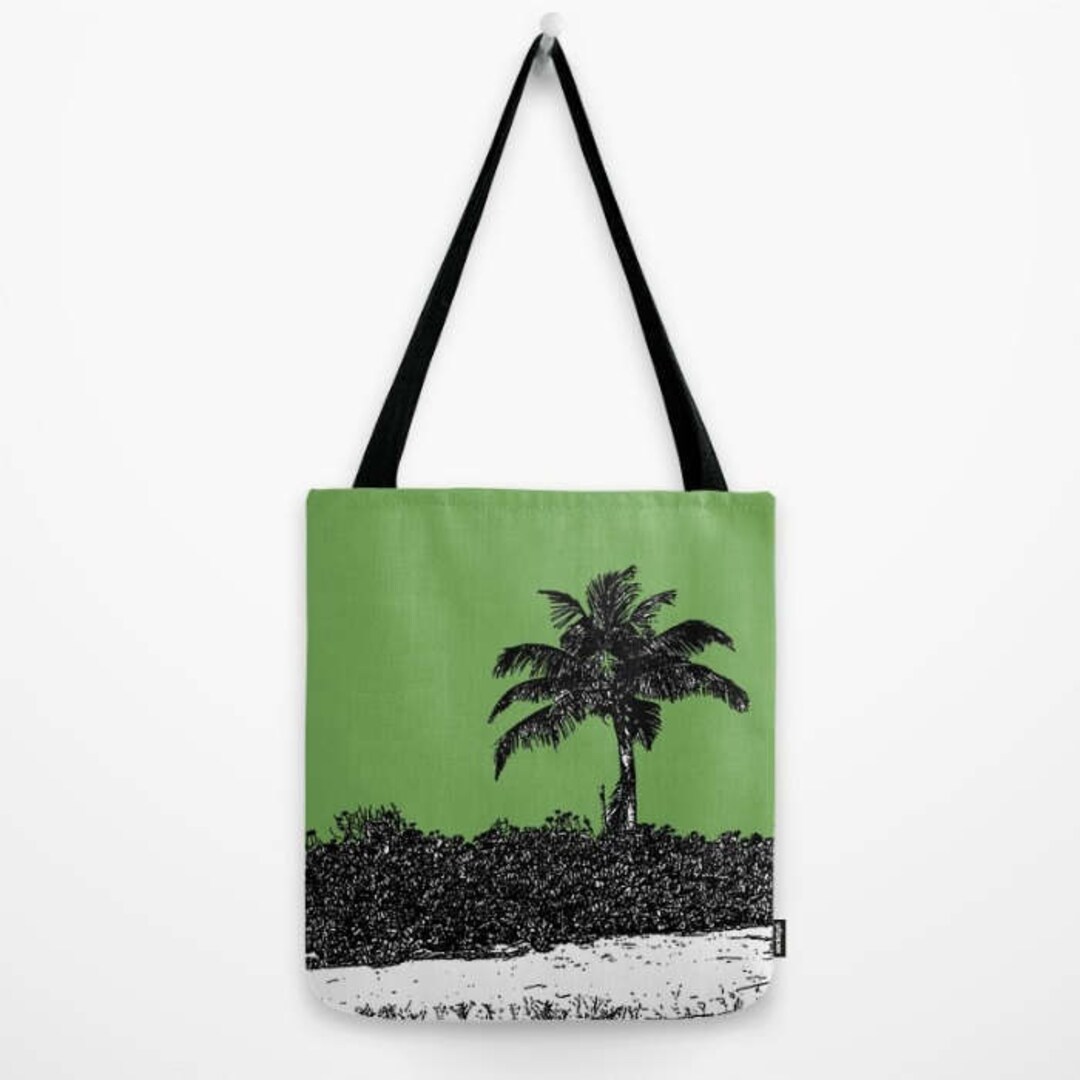 Tote Bag Palm Tree Market Bag Black Green Beach Bag - Etsy