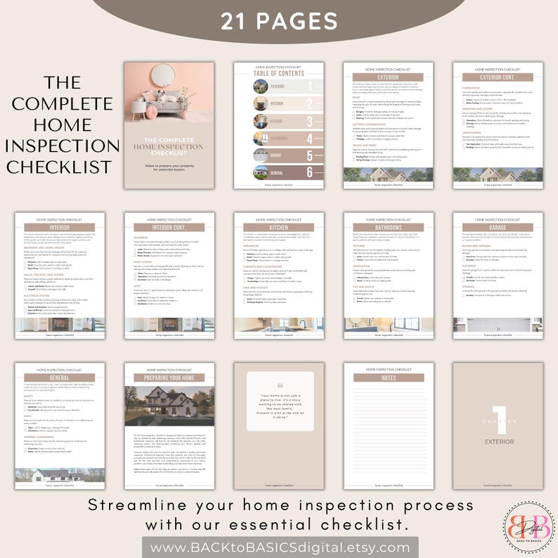 Home Inspection Checklist Printable PDF, Workbook for Home Sellers ...