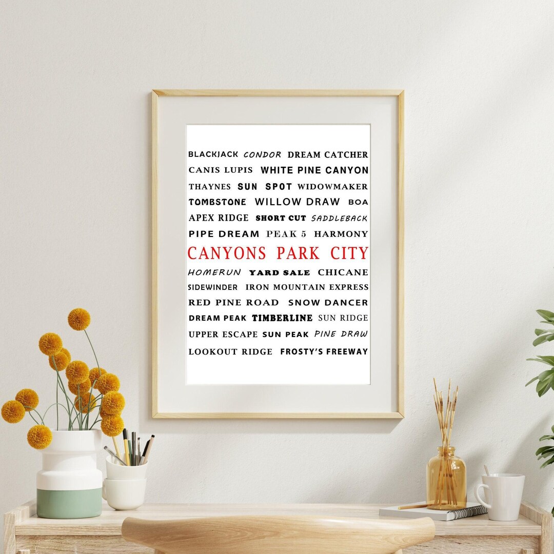Printable Canyons Park City UT Ski Resort Trail Names - Digital ...