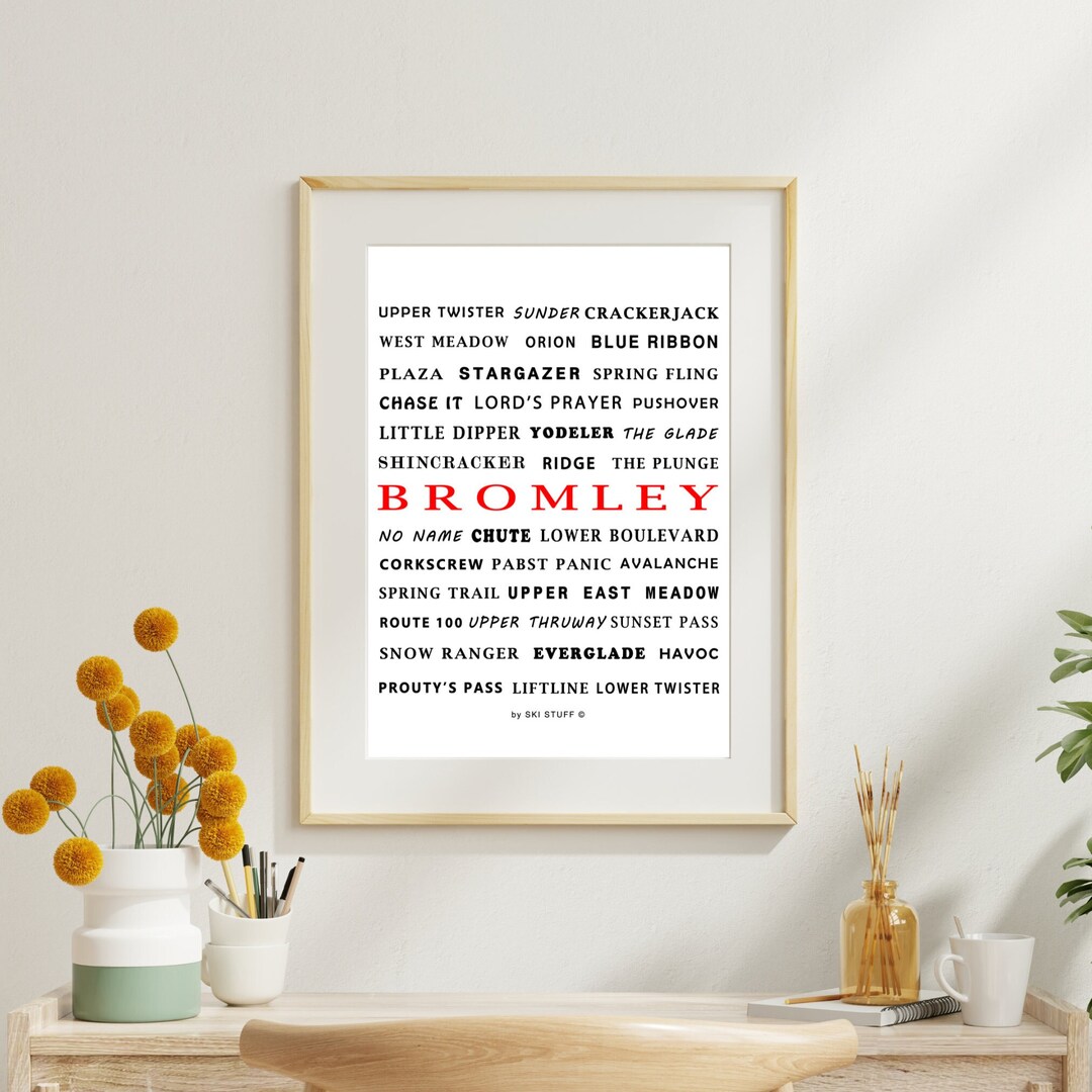 Printable Bromley Vermont Ski Resort Trail Names - Digital Download ...