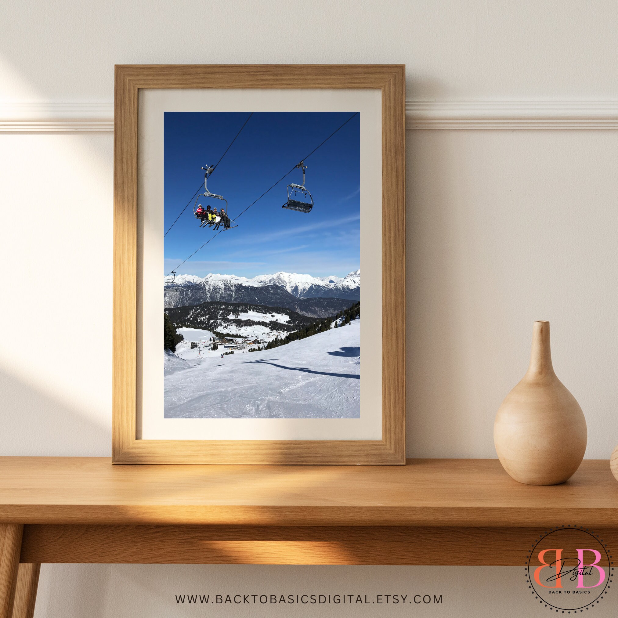 Printable Ski Lift Art Print Digital Download, Winter Landscape Wall ...