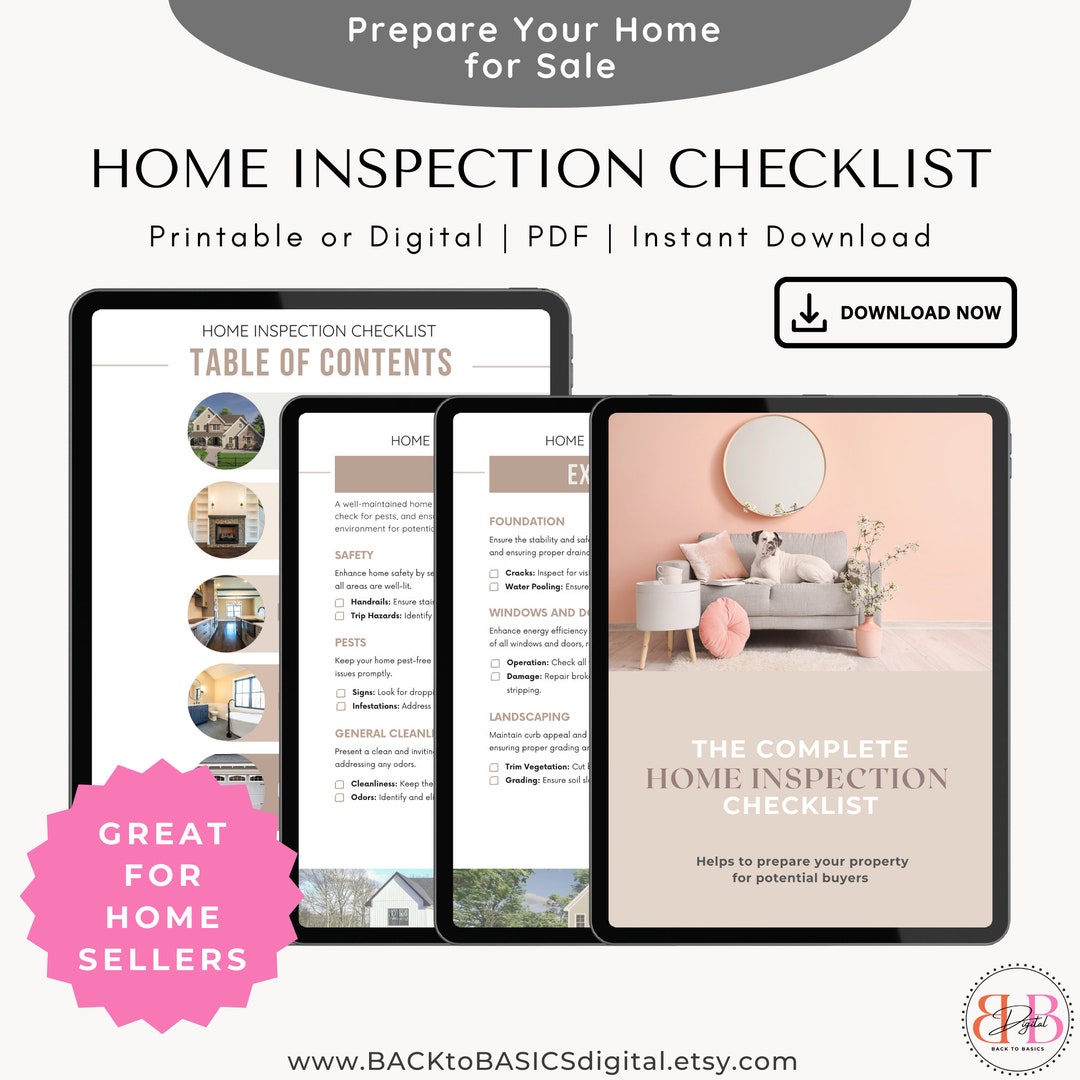 Home Inspection Checklist Printable PDF, Workbook for Home Sellers ...