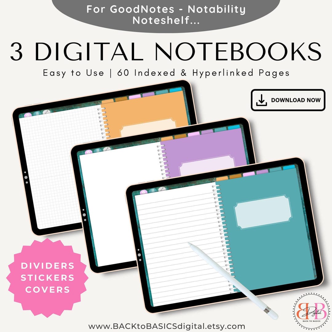 Digital Student Notebooks, Back to School, 60+ Pages, Subject Dividers ...