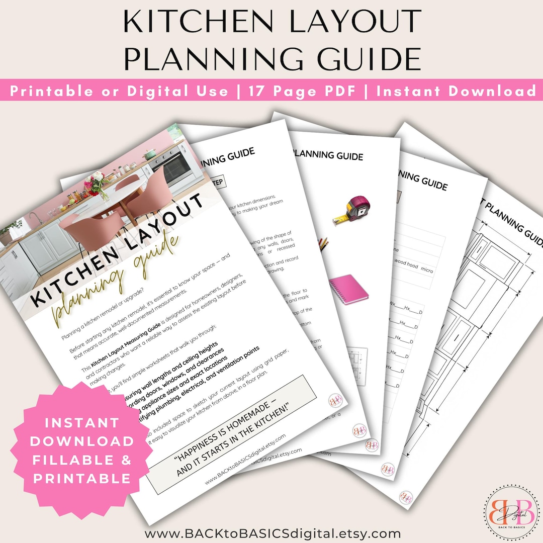 Kitchen Layout Planner | Fillable PDF for Home Remodel | Easy-to-use ...