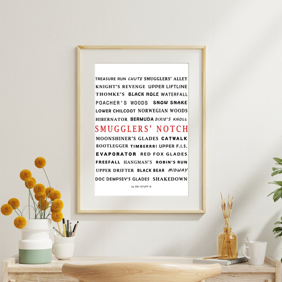 Printable Smuggler's Notch VT Ski Resort Trail Names - Digital Download ...