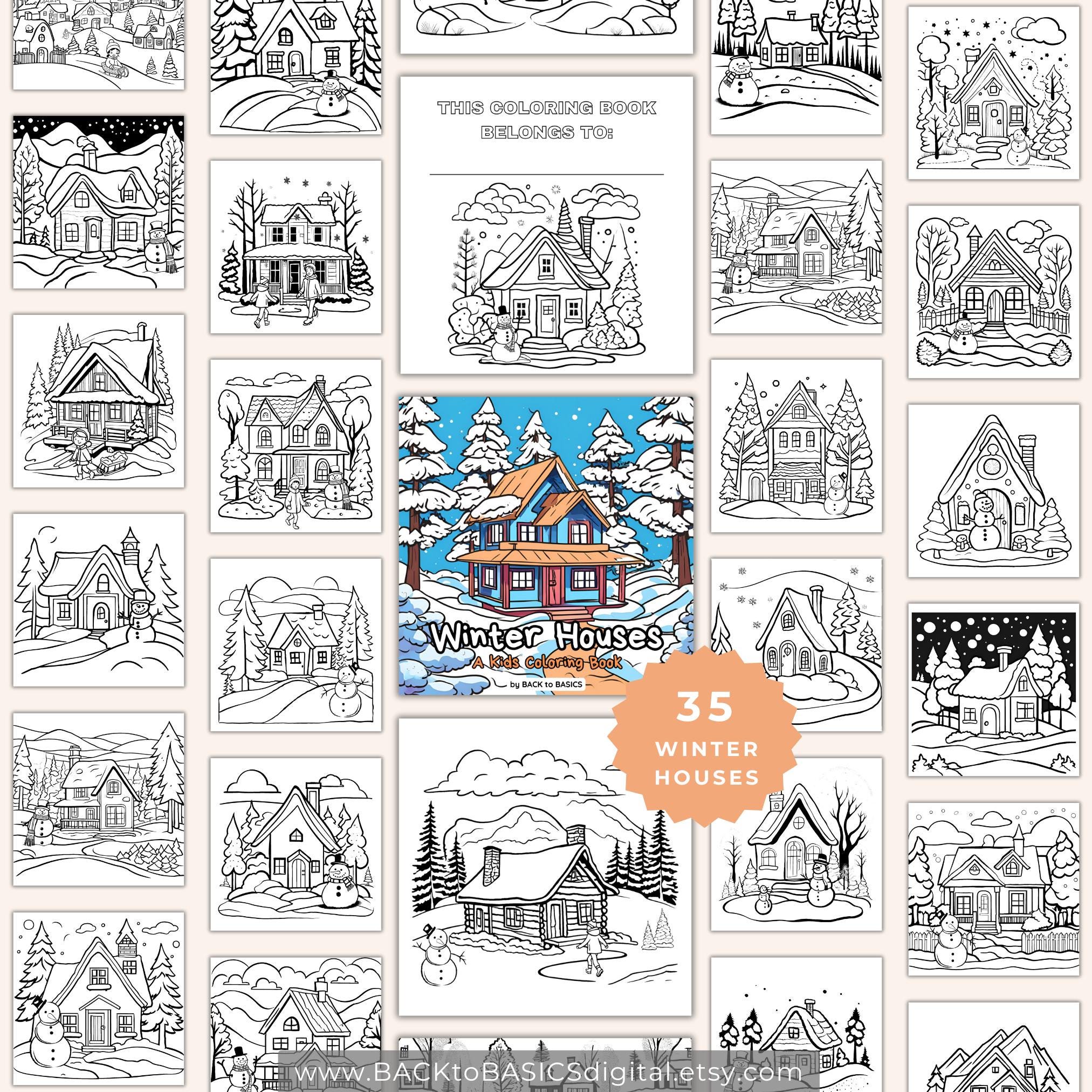 Winter Houses Kids Coloring Book | 35 Printable Designs for Kids ...