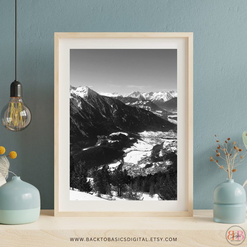Printable Mountain View Print, Digital Download, Winter Landscape Wall ...