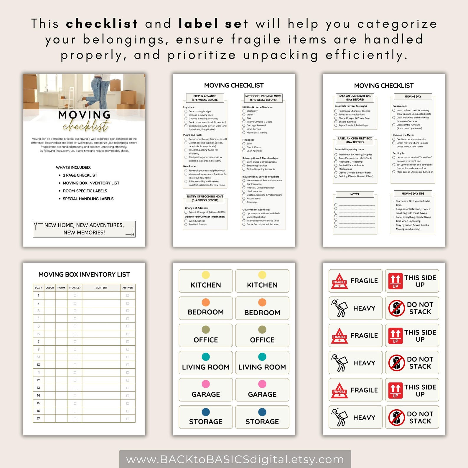 Printable Moving Checklist | Easy Move Organizer | Instant Download ...
