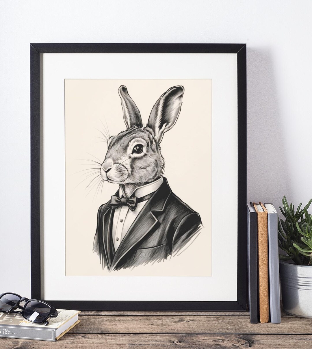 Gentleman Bunny Digital Print – Cute Rabbit Wall Art, Nursery Decor ...