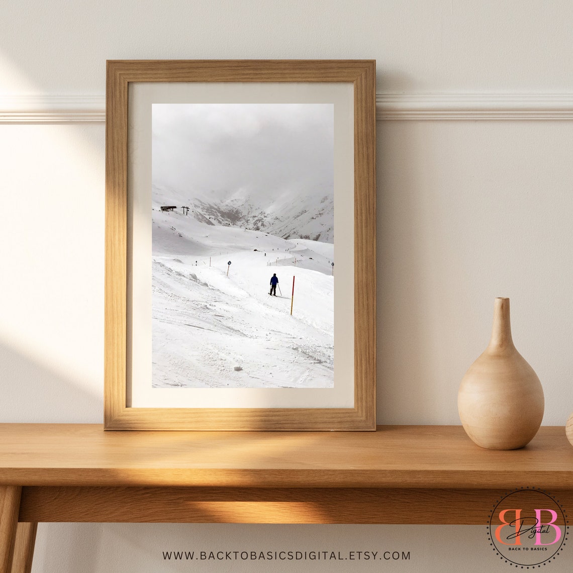Printable Skier on the Way, Instant Digital Download, Winter Landscape ...