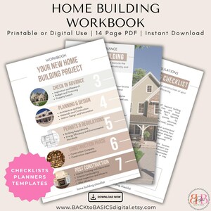 Home Building Workbook - 14-page Printable PDF Workbook, Digital ...