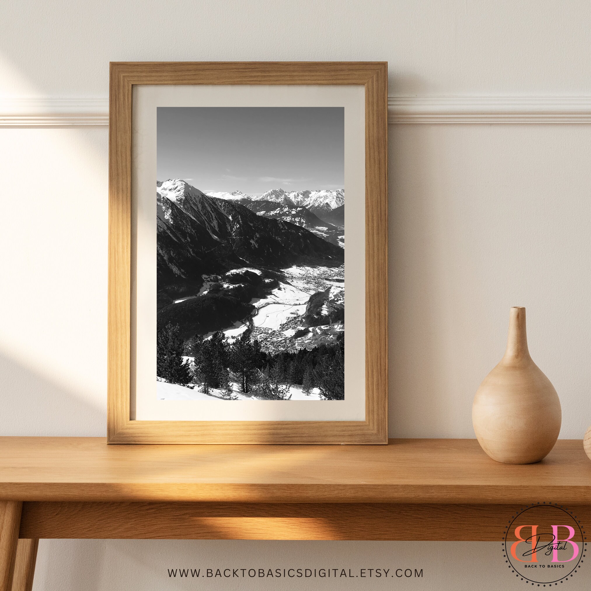 Printable Mountain View Print, Digital Download, Winter Landscape Wall ...