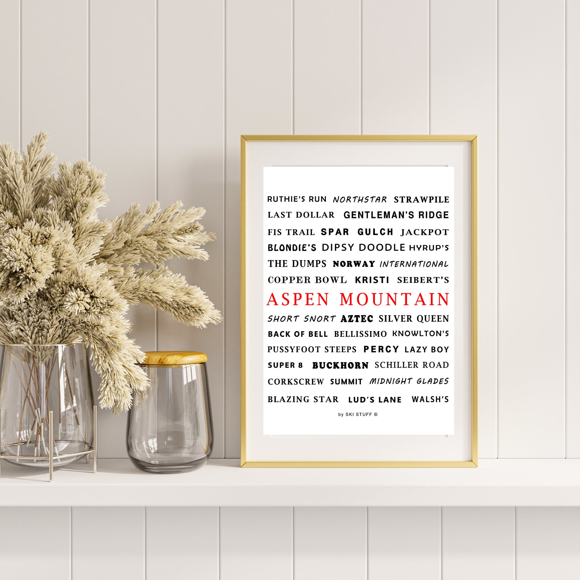 Printable Aspen Colorado Ski Resort Trail Names - Digital Download ...