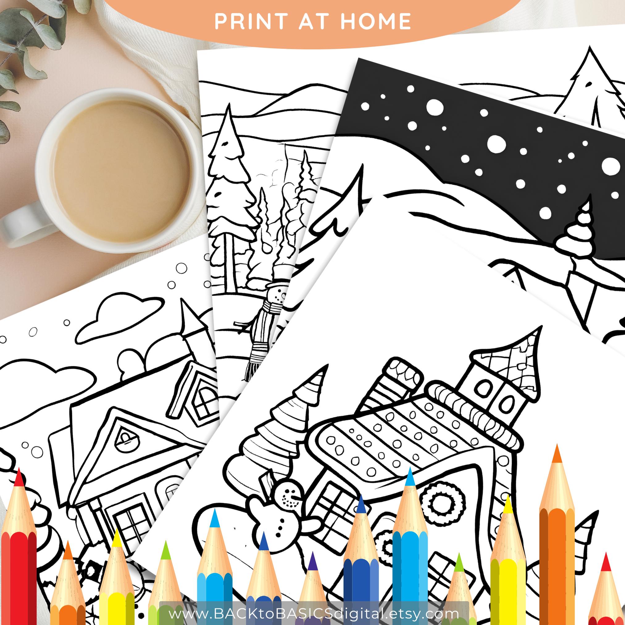 Winter Houses Kids Coloring Book | 35 Printable Designs for Kids ...