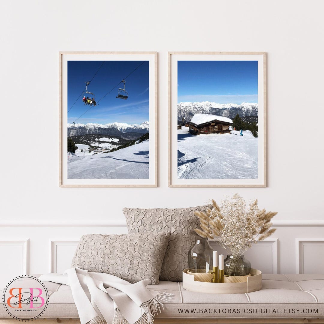 Printable Set of 2 - Chair Lift and Hut, Digital Download, Winter ...