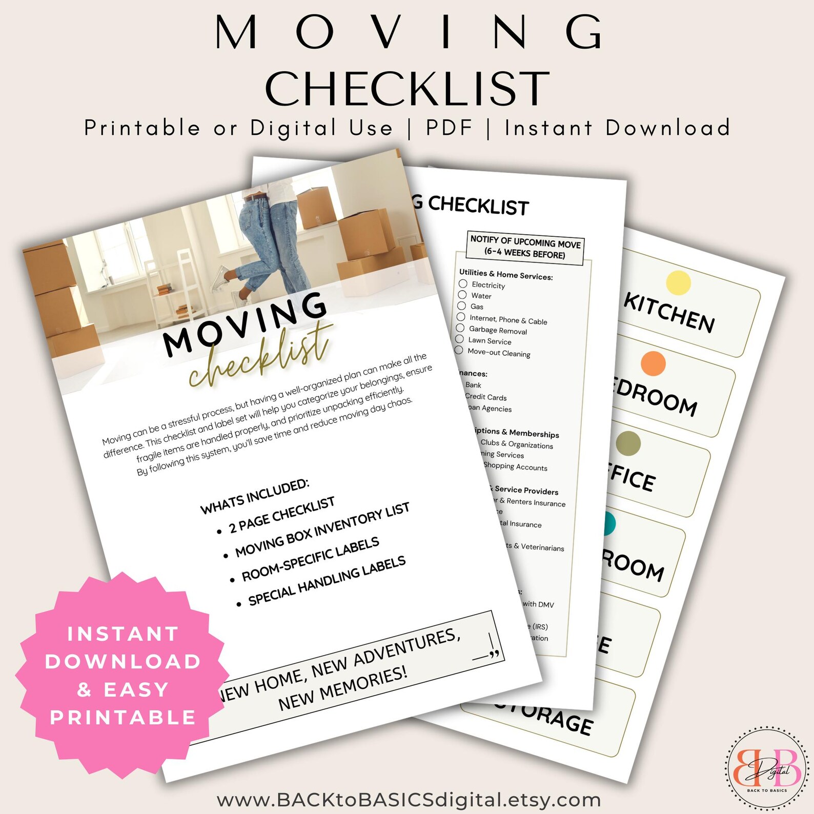 Printable Moving Checklist | Easy Move Organizer | Instant Download ...