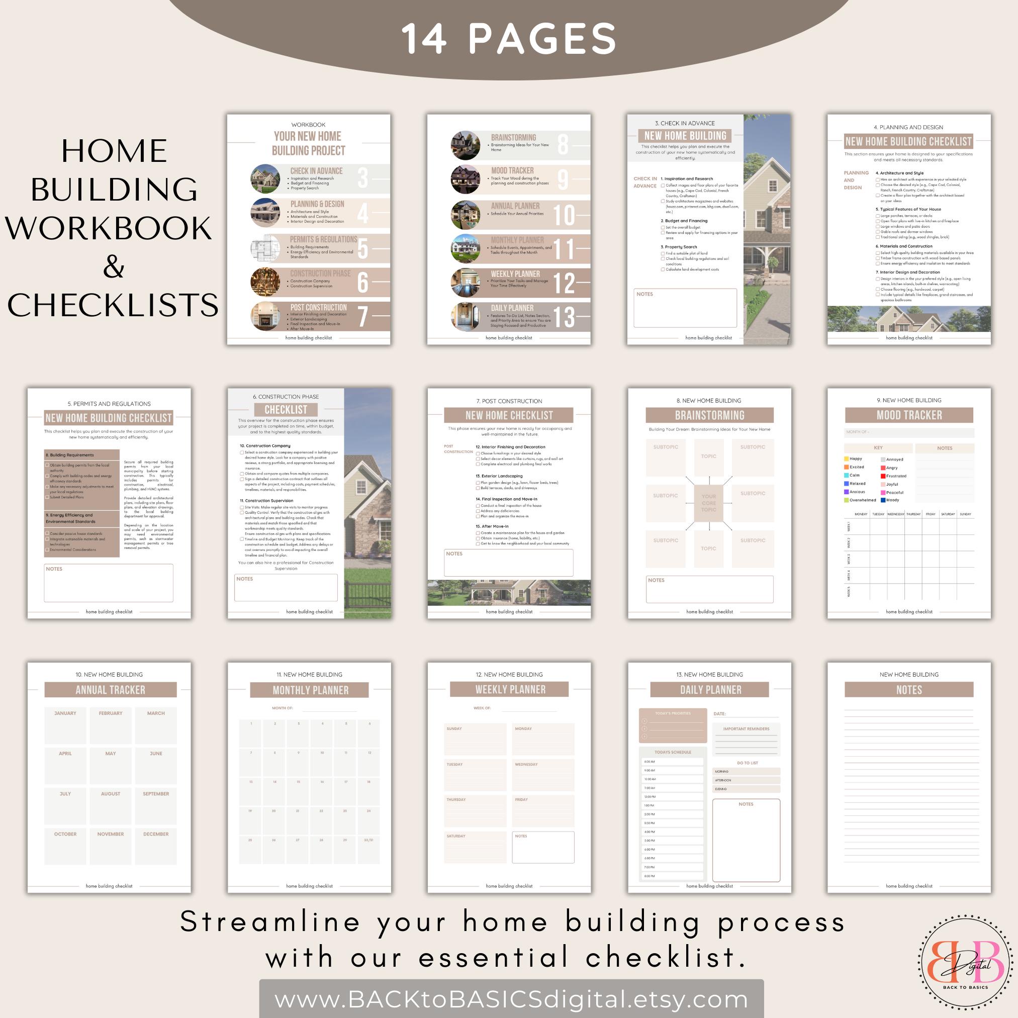 Home Building Workbook 14-page Printable PDF Workbook, Digital Download ...