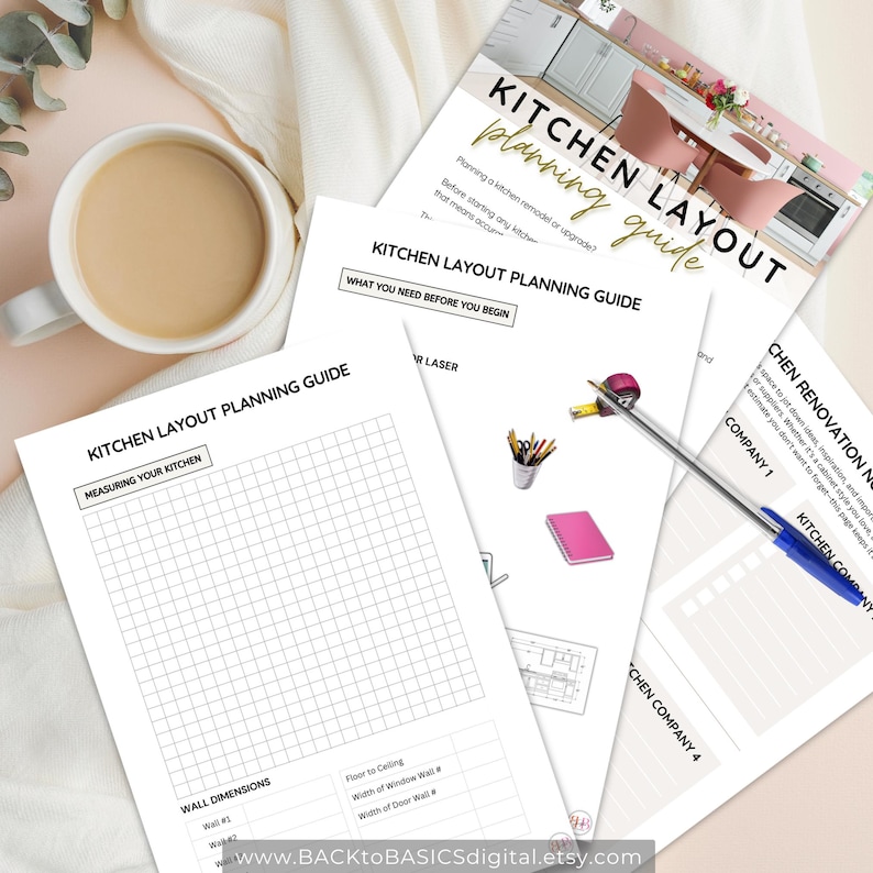 Kitchen Layout Planner | Fillable PDF for Home Remodel | Easy-to-use ...