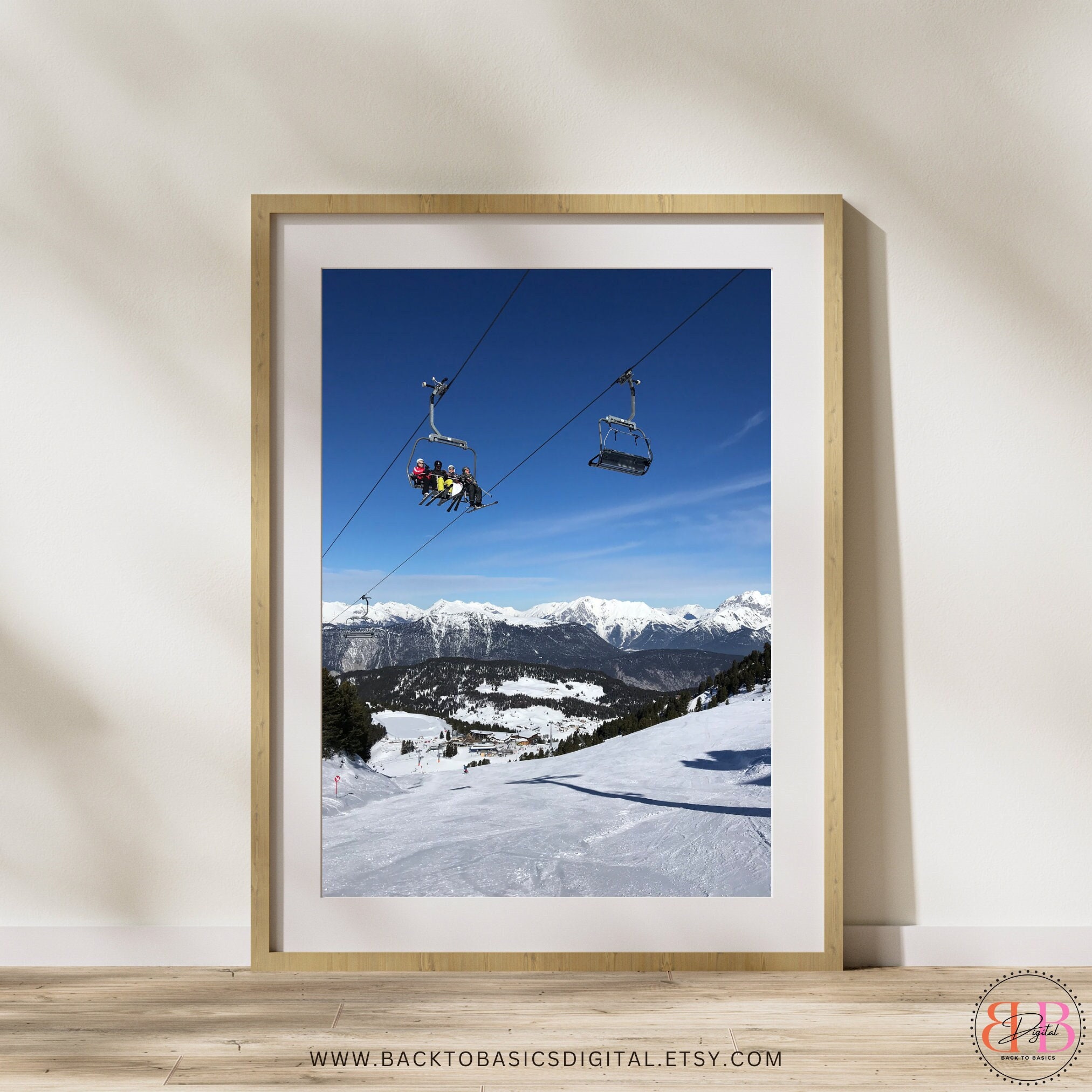 Printable Ski Lift Art Print - Digital Download, Winter Landscape Wall ...