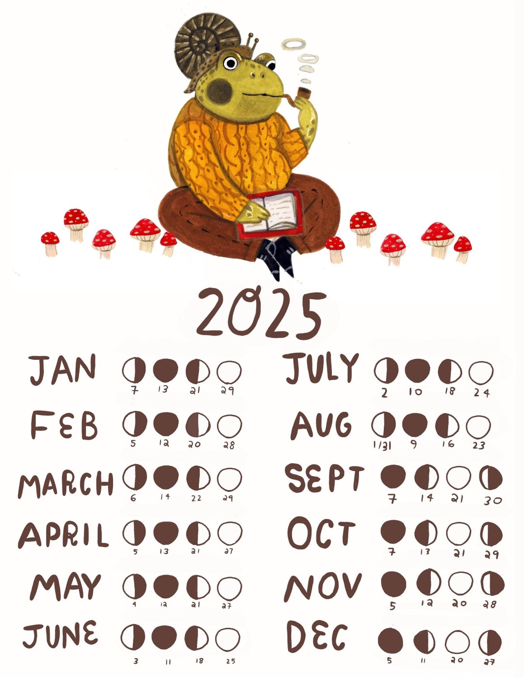 2025 Frog and Snail Lunar Calendar - Etsy
