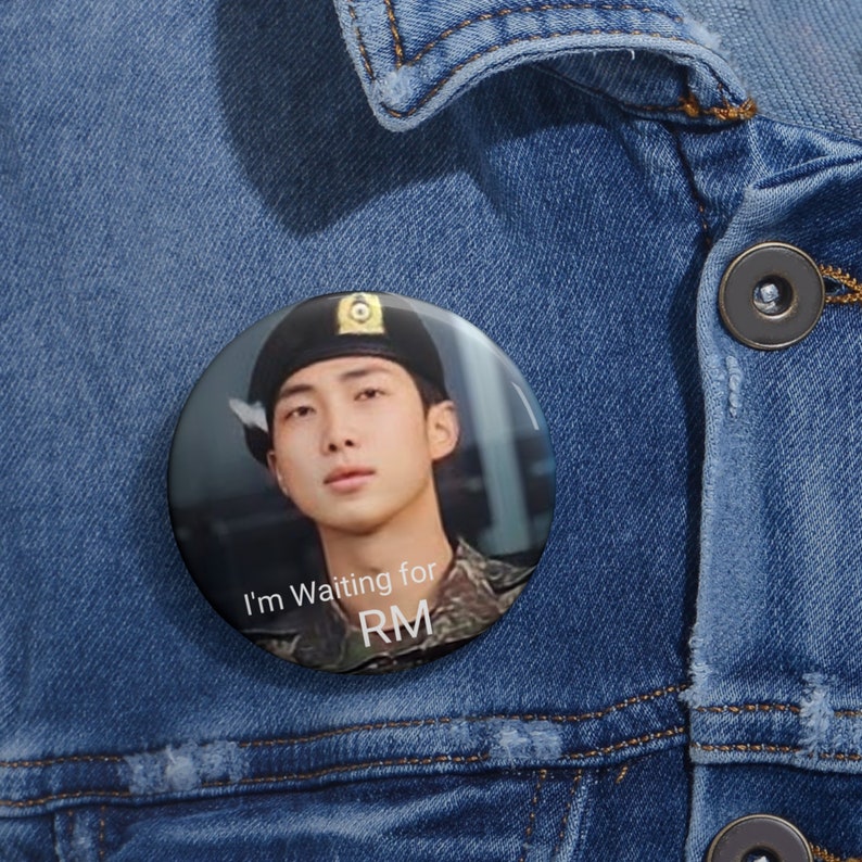 Waiting for RM BTS Army Wife Custom Pin Buttons - Etsy