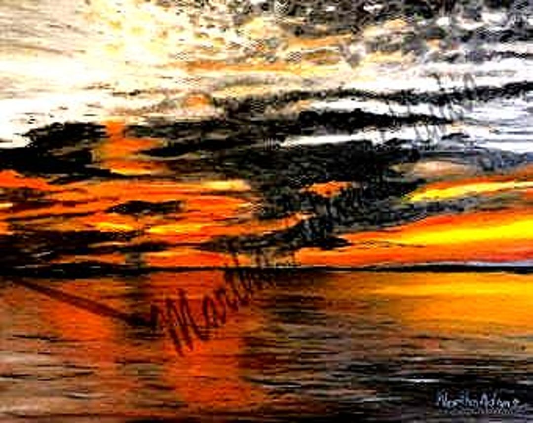 Lake Erie Sunset Art Print: Martha Adams Oil Painting - Etsy