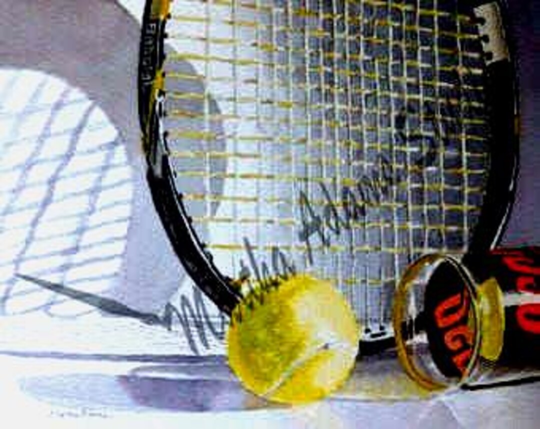 Tennis Racquet Watercolor Art Print: Still Life Painting (8x10) - Etsy