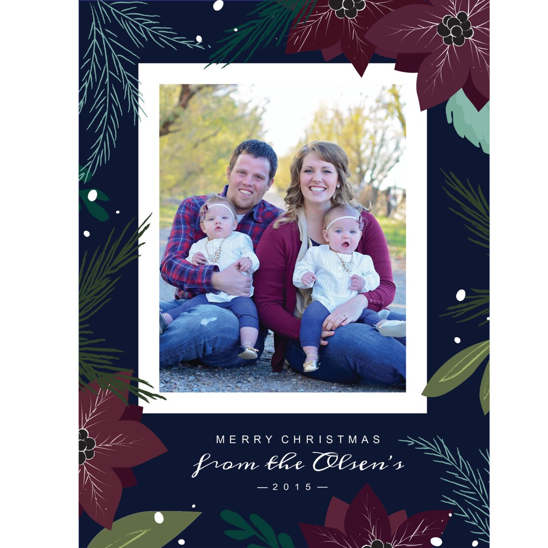 Custom Christmas Card Printable Poinsettia - Etsy