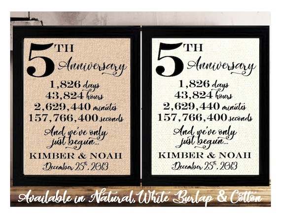 Personalized 5th Anniversary 5 Years Together 5 Years of | Etsy