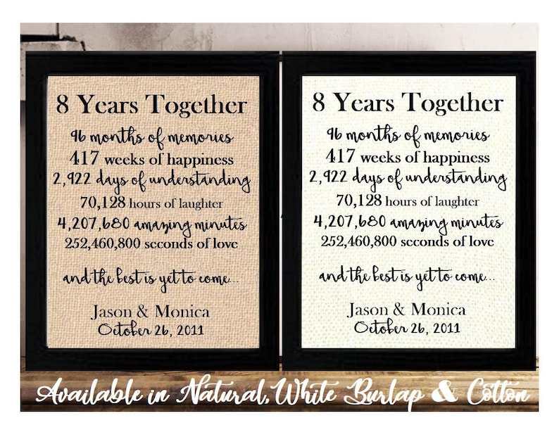 8 Year Anniversary Gift for Wife Husband 8 Years Together - Etsy